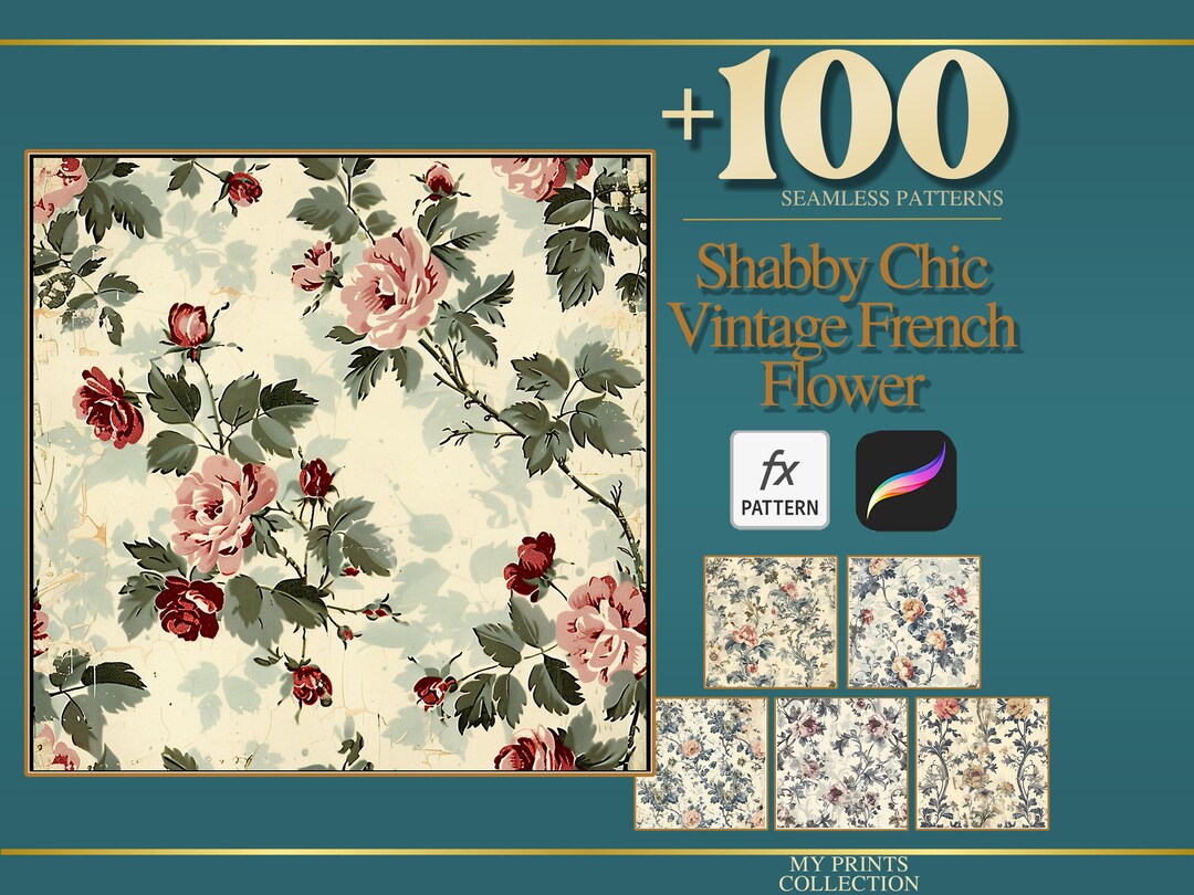 Shabby Chick French Flower Photoshop PAT Pattern & Procreate Texture ...