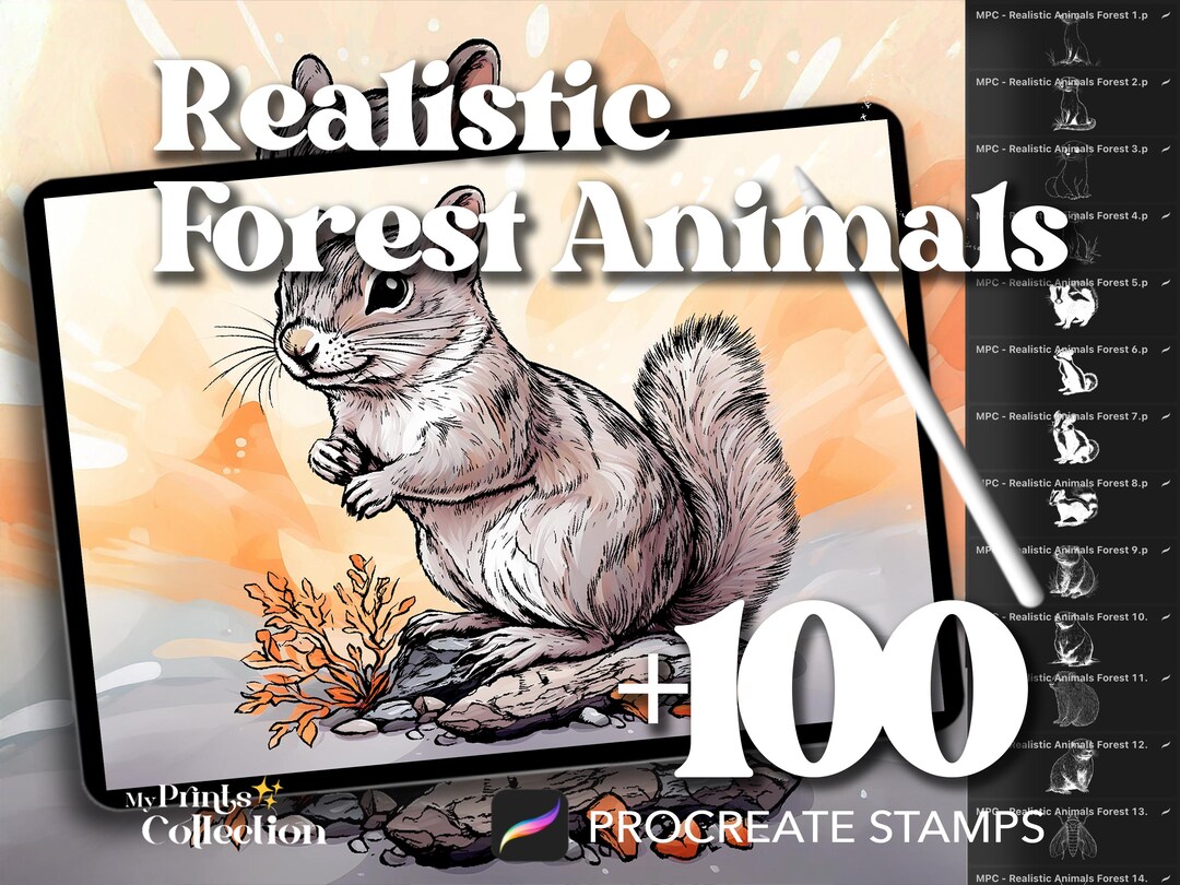 100+ Procreate Forest Animal Realistic Stamps Bundle, Reptile Animal ...