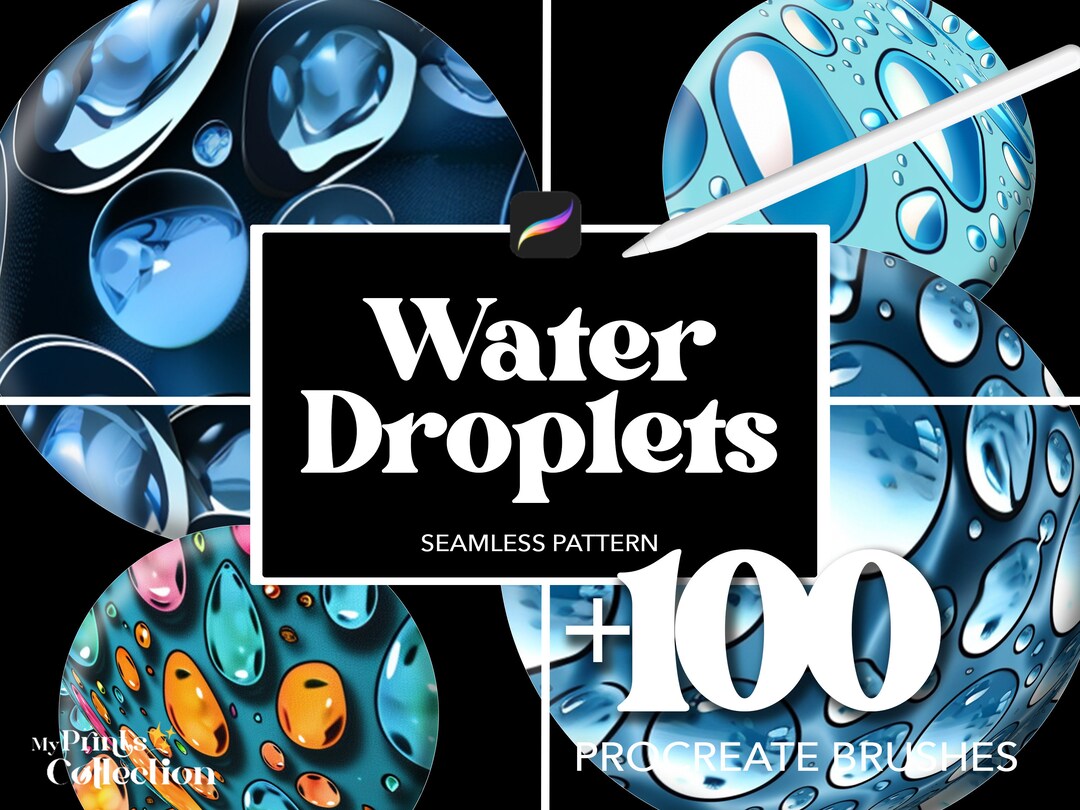 100+ Procreate Water Droplets Brushes, Abstract Seamless Pattern ...