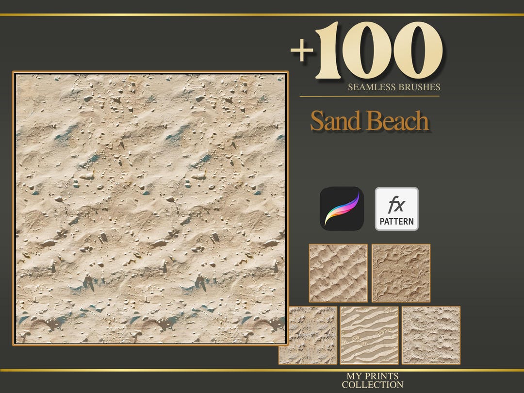 Sand Beach Procreate Texture Brush & Photoshop PAT Pattern - 100 ...