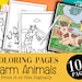 Farm Animals Coloring Book 100 Pages Printable Procreate Coloring ...