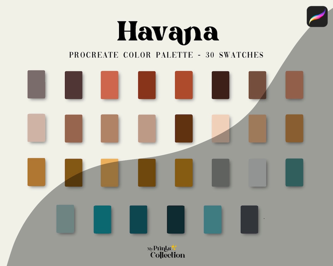Havana Blue Procreate Color Palette Swatches, Digital Color Download ...