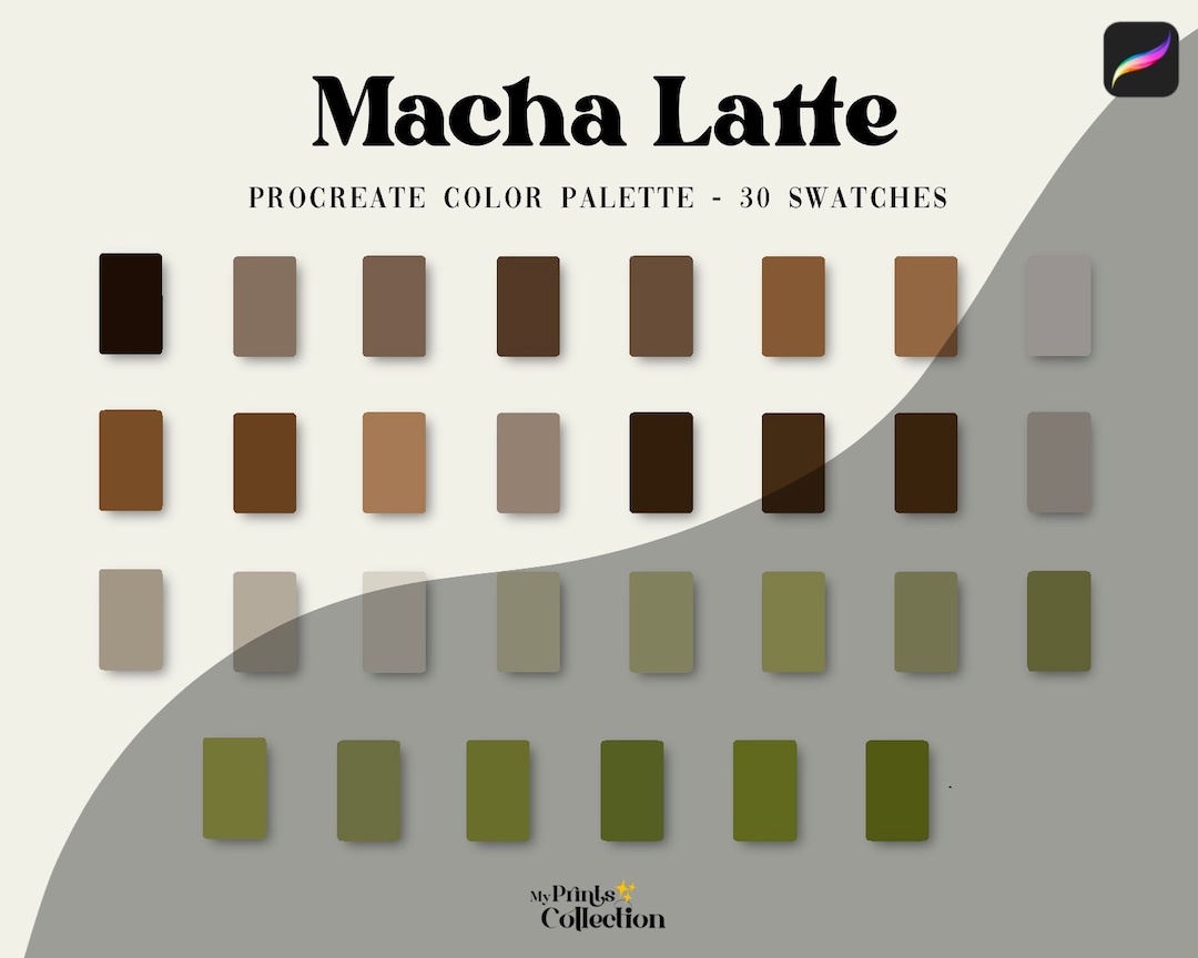 Macha Latte Procreate Color Palette Swatches, Digital Color Download ...