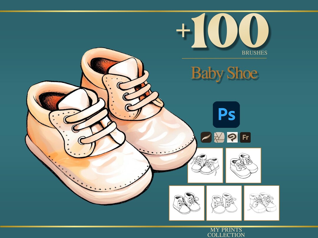 Baby Shoes Photoshop Brushes & Procreate Stamps – 100+ Fashion ...