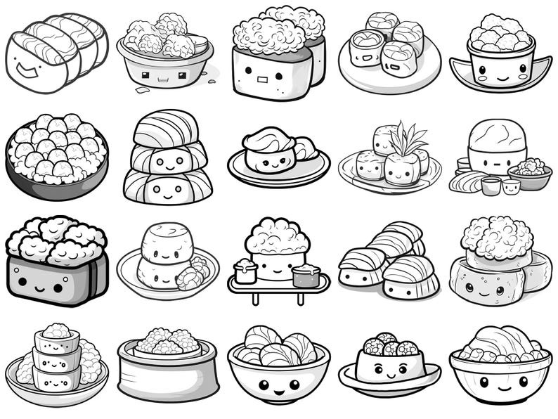 Sushi Kawaii PNG Bundle – 100+ Cricut & Silhouette Files, SVG, DXF, Eps ...