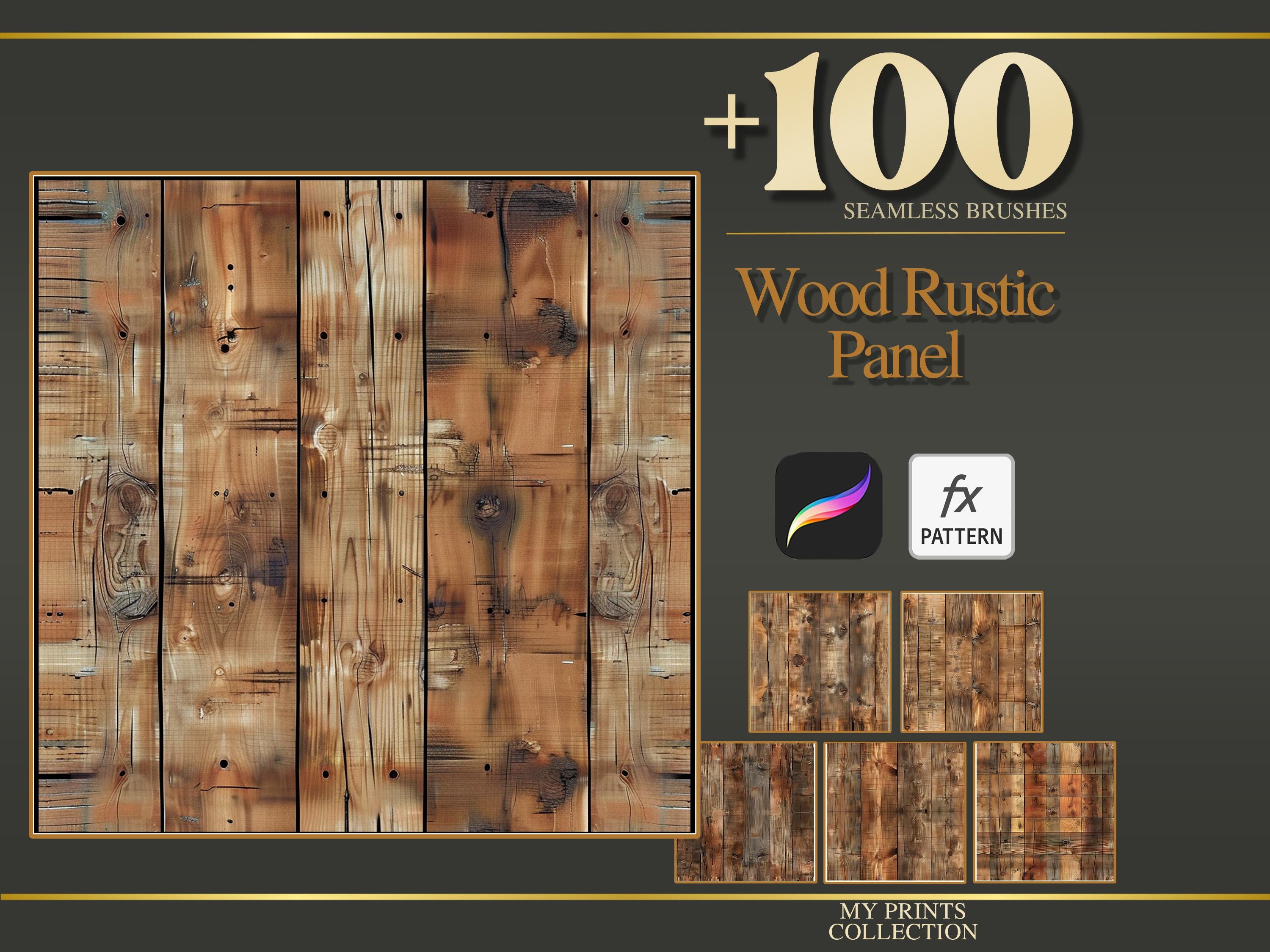 Rustic Wood Panel Procreate Texture Brush & Photoshop PAT Pattern - 100 ...