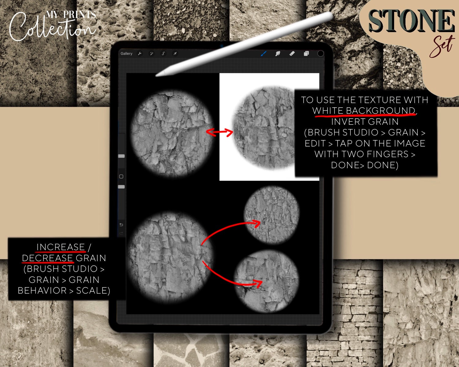 Stone Procreate Set 78 Seamless Brushes Pavement Wall | Etsy