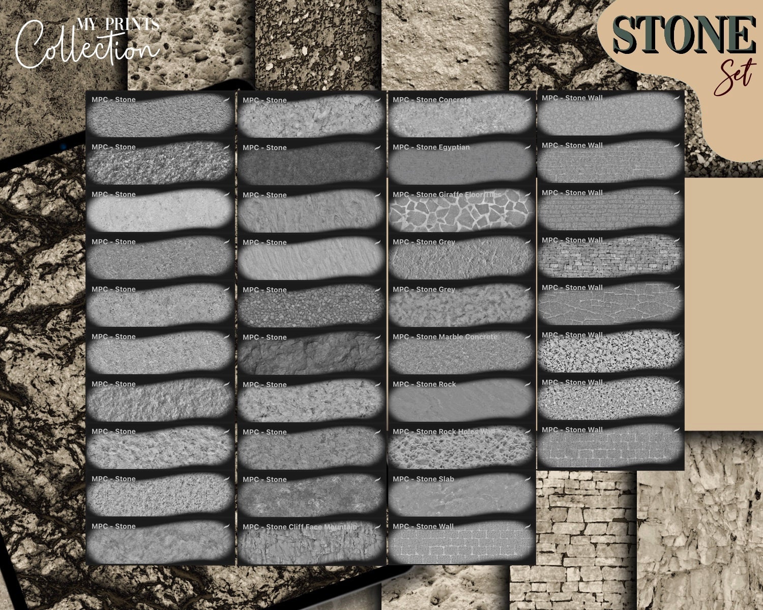 Stone Procreate Set 78 Seamless Brushes Pavement Wall | Etsy