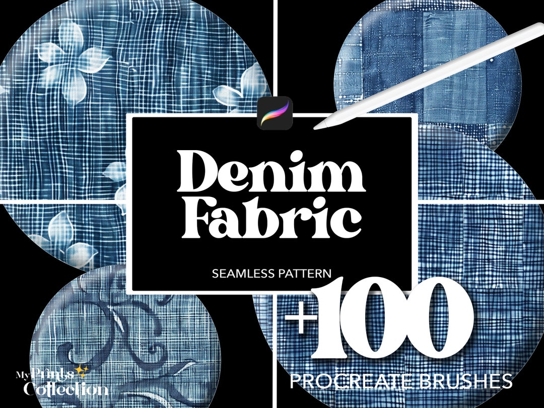 100+ Procreate Denim Fabric Brushes, Abstract Seamless Pattern Texture ...