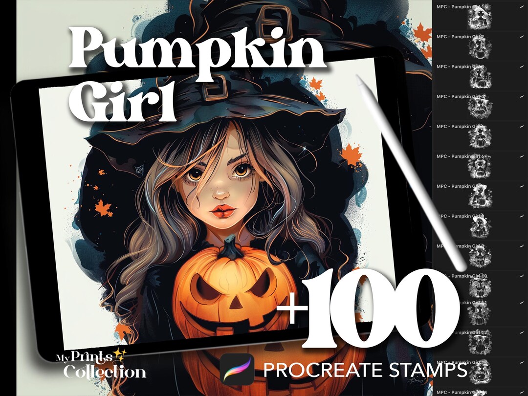 100+ Procreate Girl Pumpkin Stamps, Halloween Spooky Horror ...