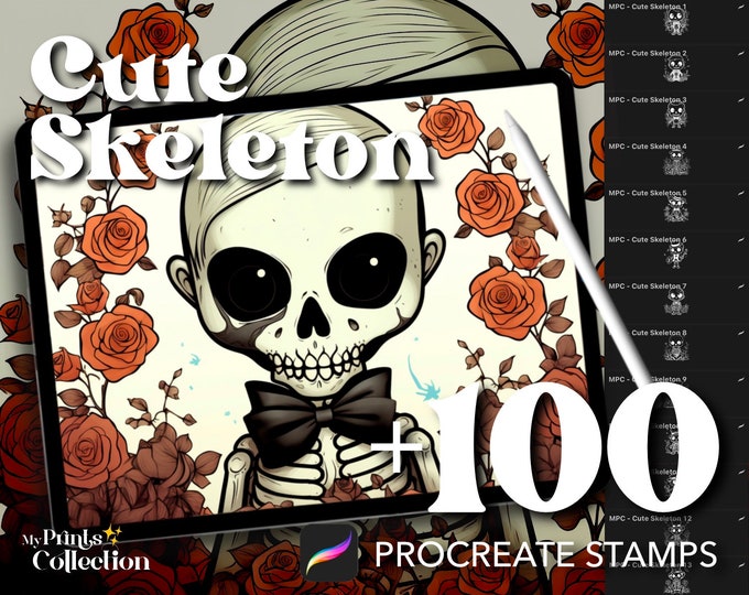 Procreate Chibi Zombie Halloween Spooky Skull Walking Dead Drawing ...