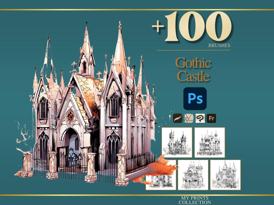 Gothic Castle Photoshop Brushes & Procreate Stamps – 100+ Place House ...