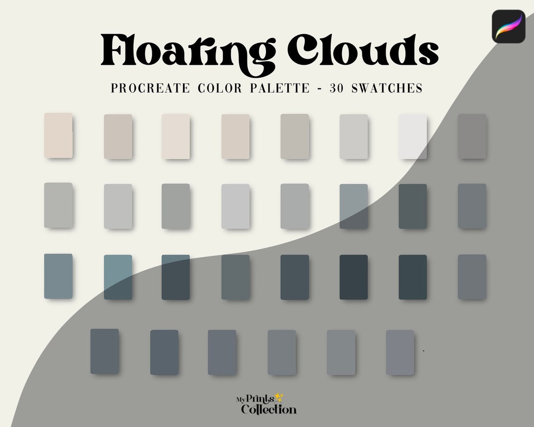Floating Clouds Procreate Color Palette, 30-color Swatch Set for Ipad ...