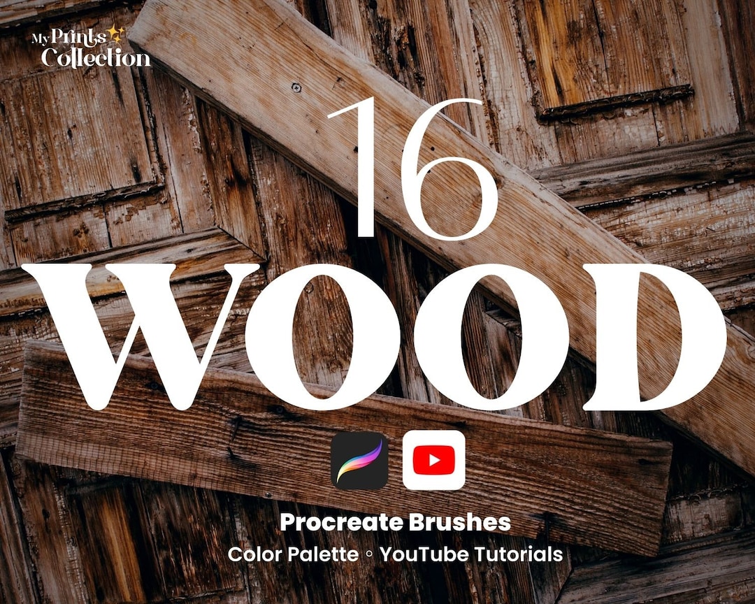 Wood Procreate Texture Brush Pattern - 16 Seamless Texture Brushset ...
