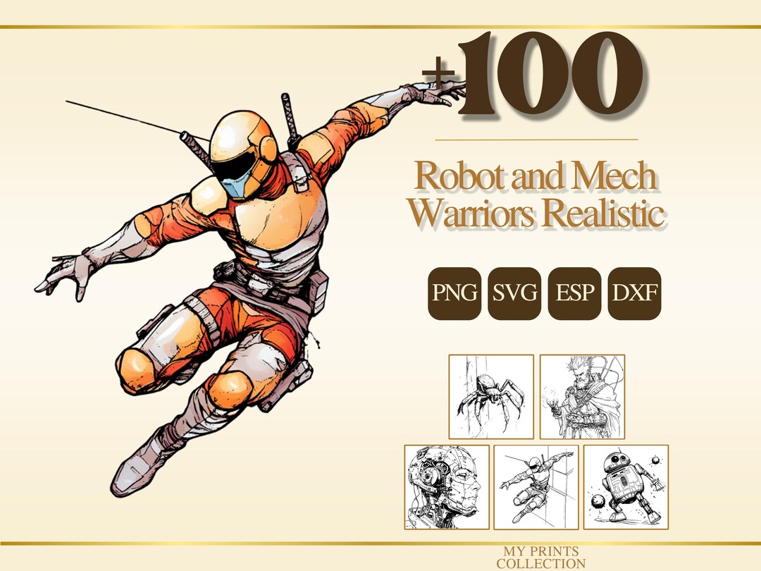 Robot Mech Warrior Realistic PNG Bundle – 100+ Cricut & Silhouette ...