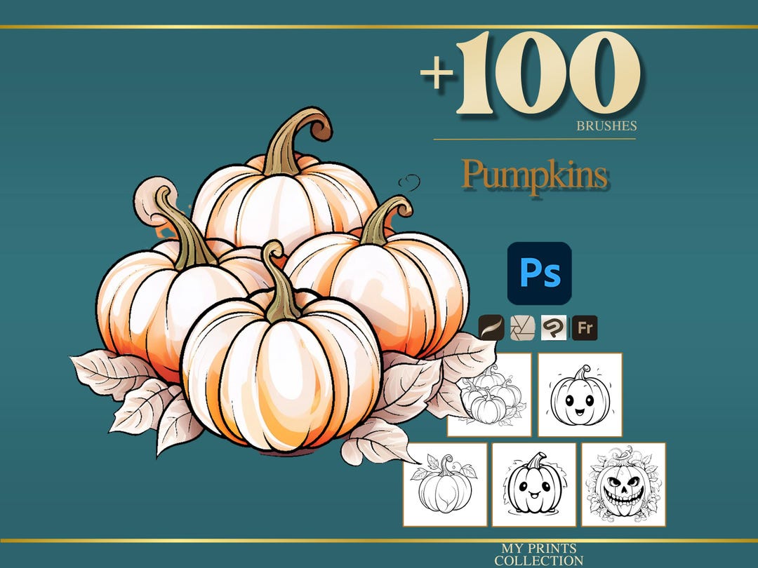 Pumpkin Halloween Photoshop Brushes & Procreate Stamps – 100+ Tattoo ...