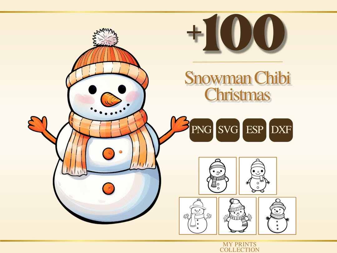 Snowman Chibi Christmas PNG Bundle – 100+ Cricut & Silhouette Files ...