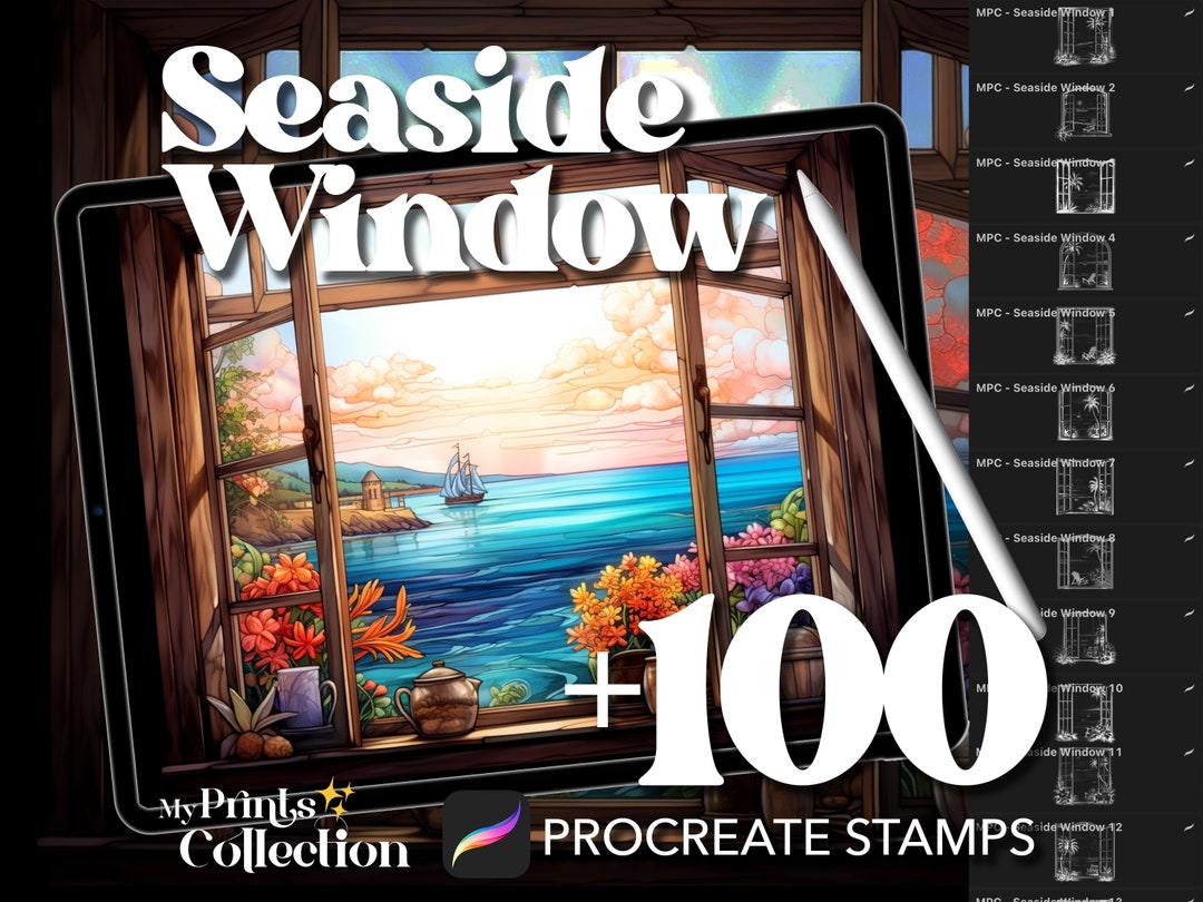 100+ Procreate Seaside Window Stamps, Interior Design Decor Interior Room Fantasy, Digital ...