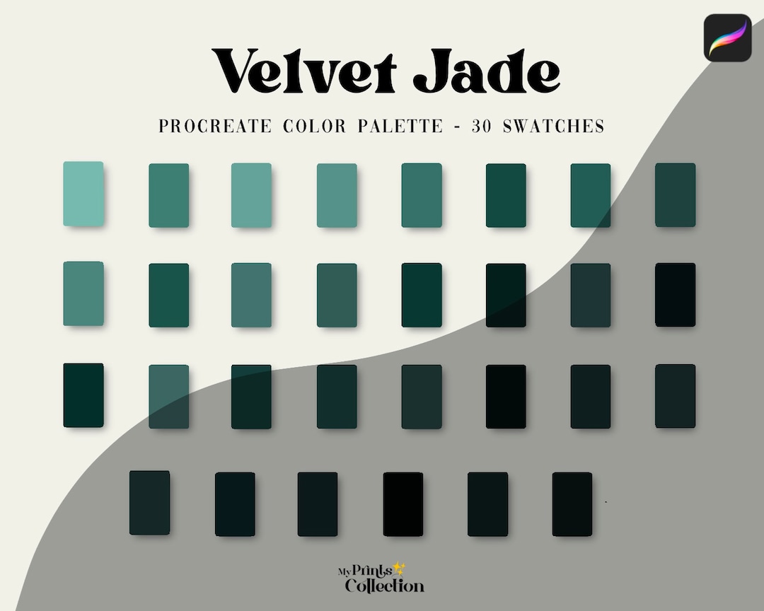 Velvet Jade Procreate Color Palette Swatches, Digital Color Download ...