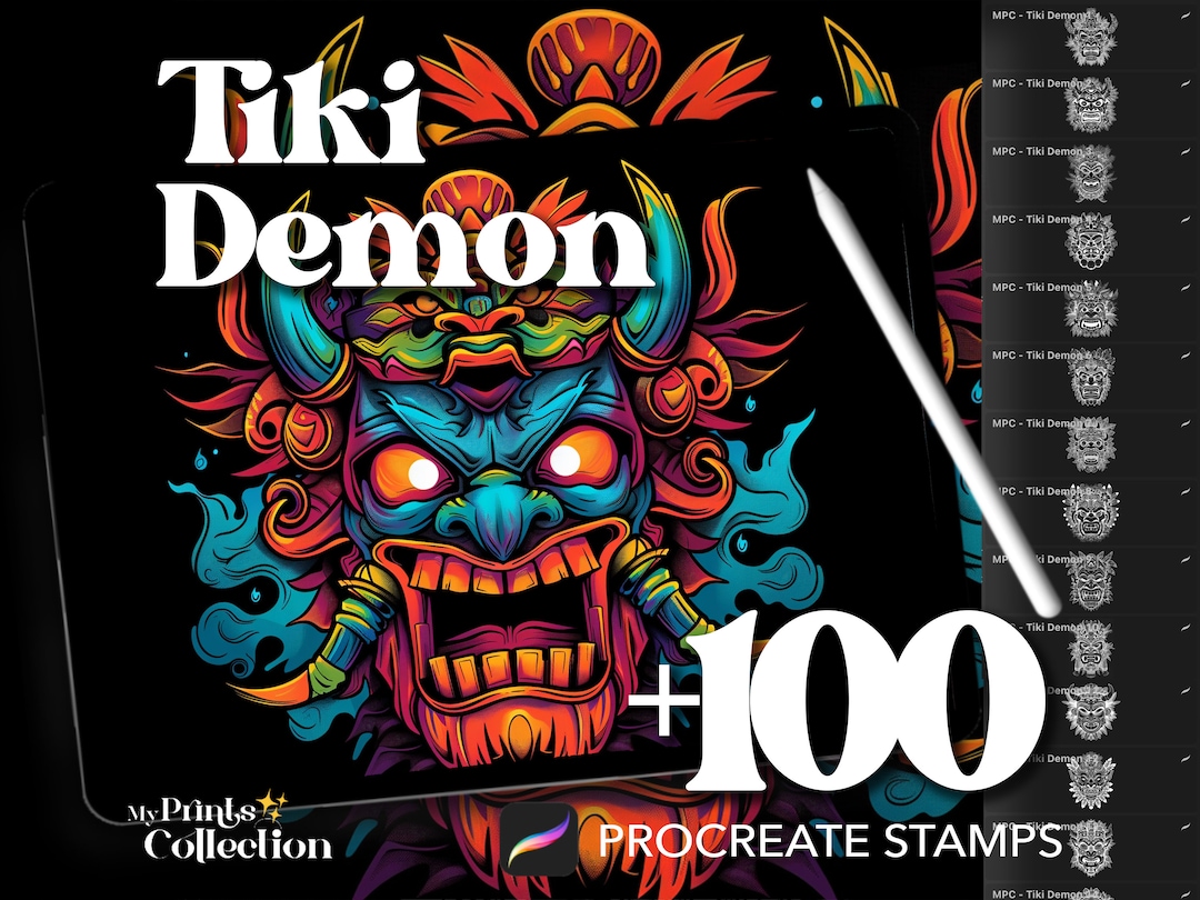 100+ Procreate Tiki Demon Stamps, Halloween Spooky Horror Supernatural ...