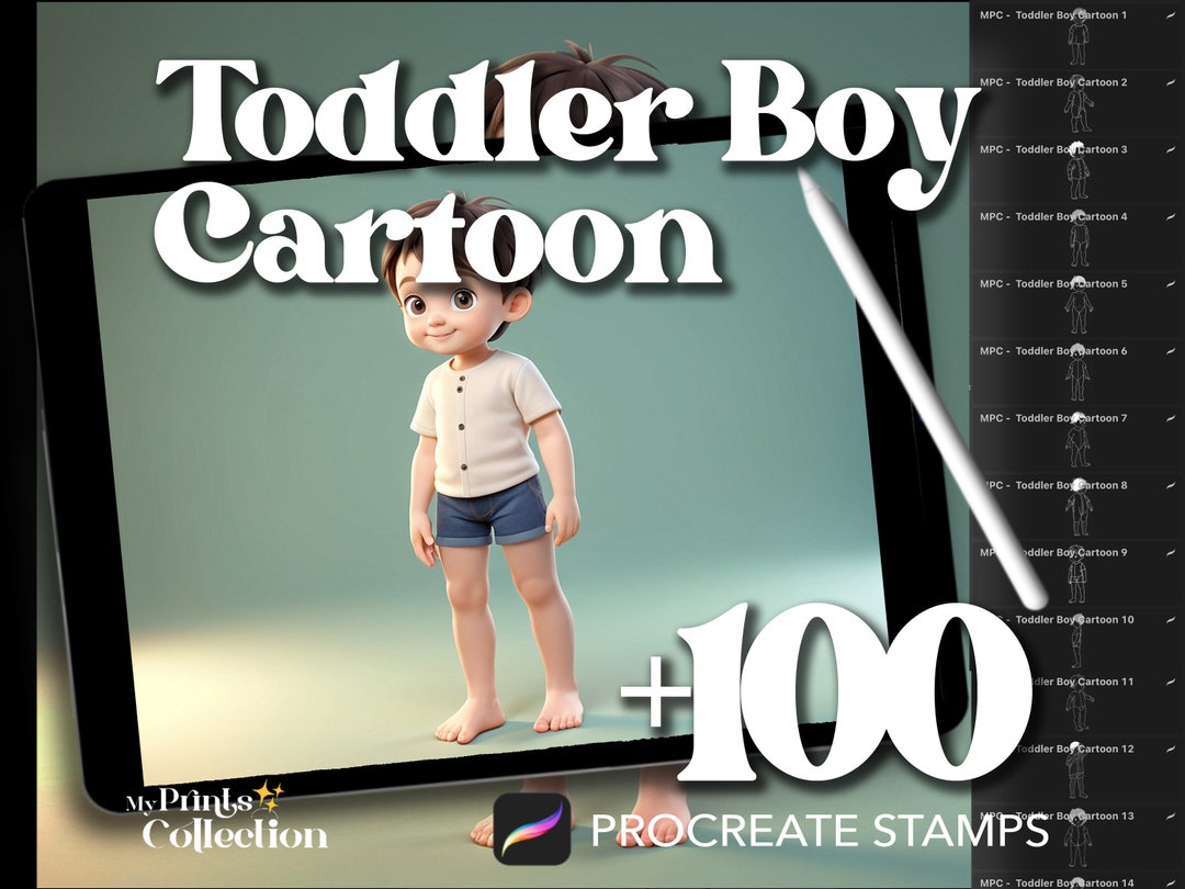 100+ Procreate Toddler Boy Cartoon Stamps, Body Figure Pose Sketch ...