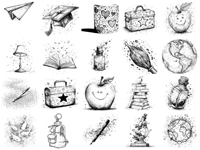 Whimsical Back to School Photoshop Brushes & Procreate Stamps – 100 ...