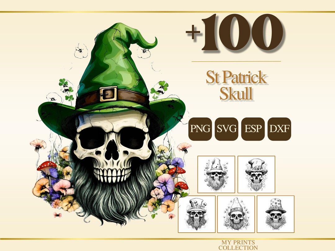 St Patrick Skull PNG Bundle – 100+ Cricut & Silhouette Files, SVG, DXF ...