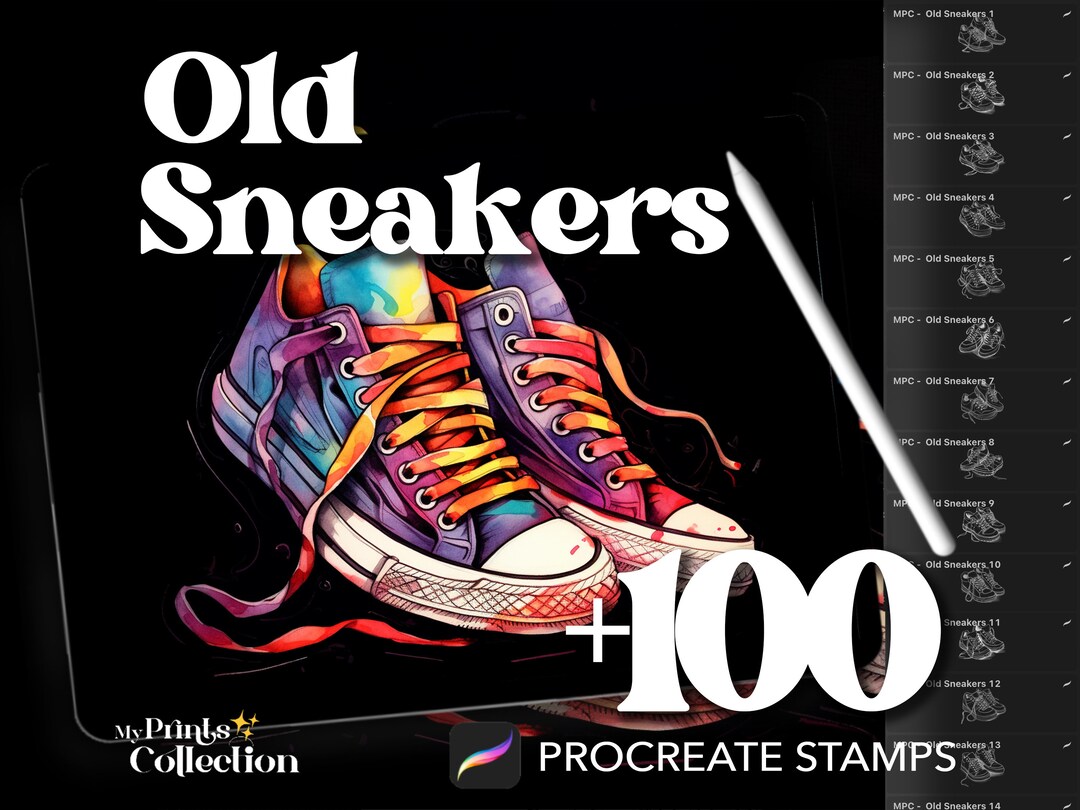 100+ Procreate Sneakers Old Stamps, Sketching Jewellery Shoe Cloth ...