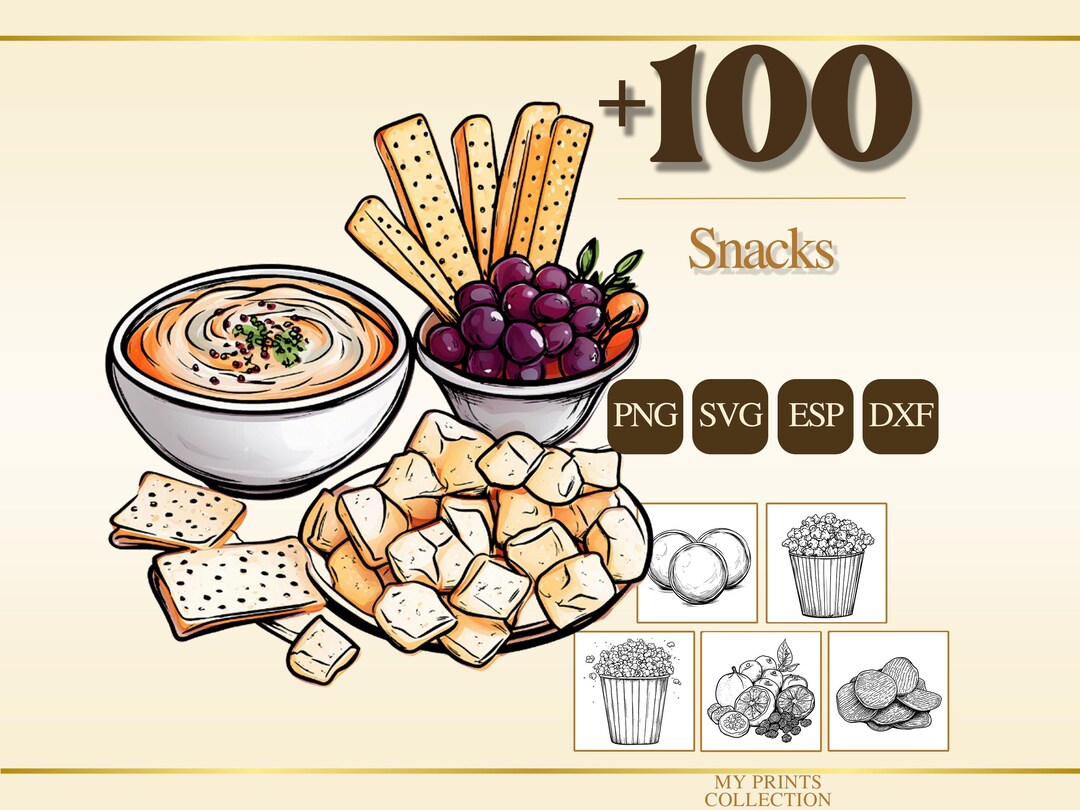Snacks PNG Bundle – 100+ Cricut & Silhouette Files, SVG, DXF, Eps ...