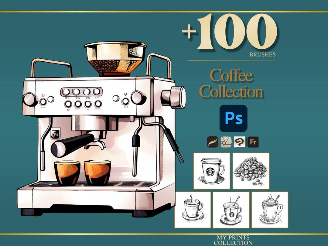 Coffee Collection Photoshop Brushes & Procreate Stamps – 100+ Food ...