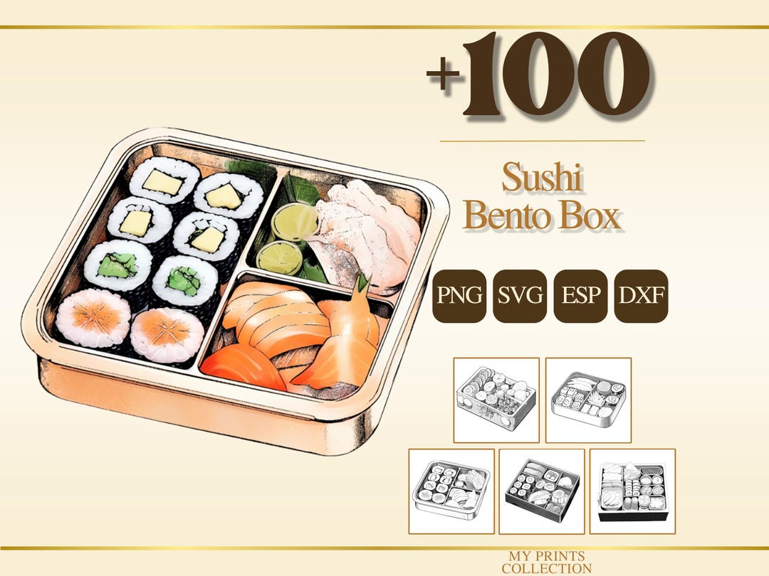 Sushi Bento Box PNG Bundle – 100+ Cricut & Silhouette Files, SVG, DXF ...