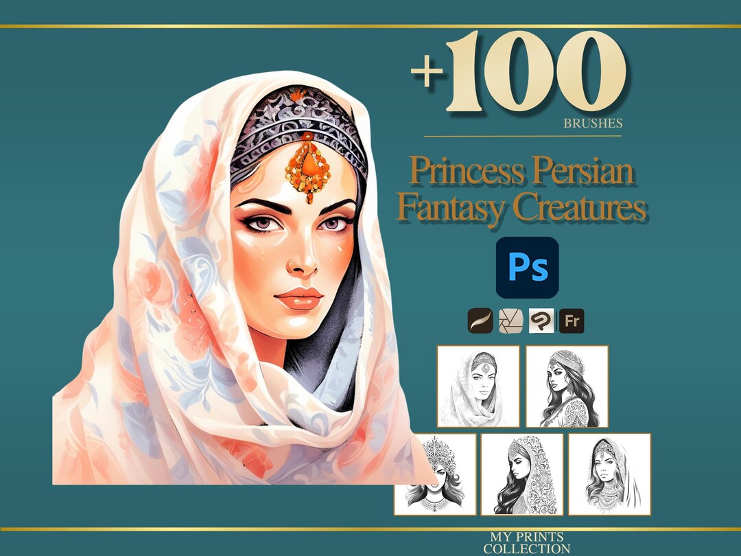 Persian Princess Photoshop Brushes & Procreate Stamps – 100+ Fantasy ...
