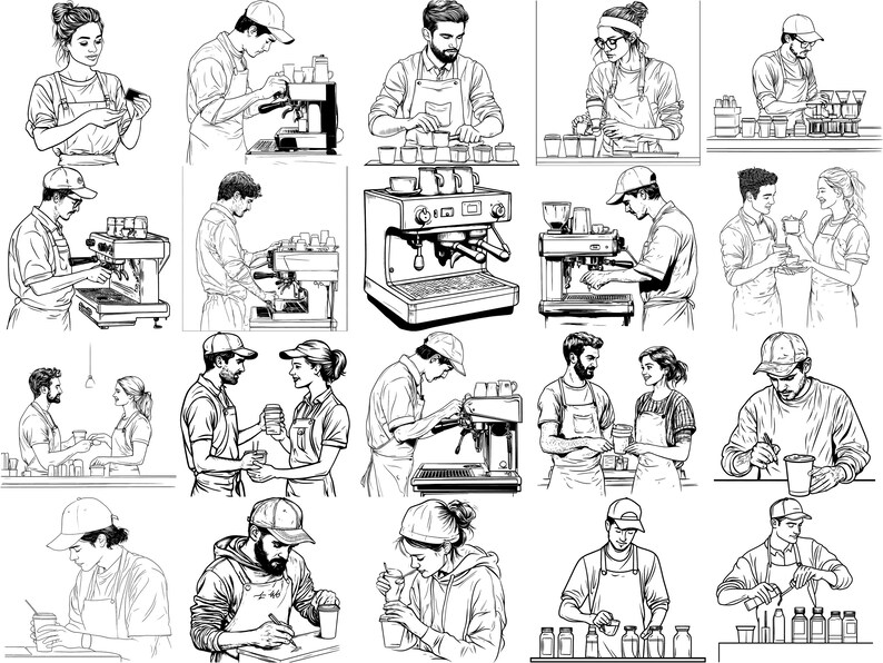 Barista in Action Photoshop Brushes & Procreate Stamps – 100+ Food ...