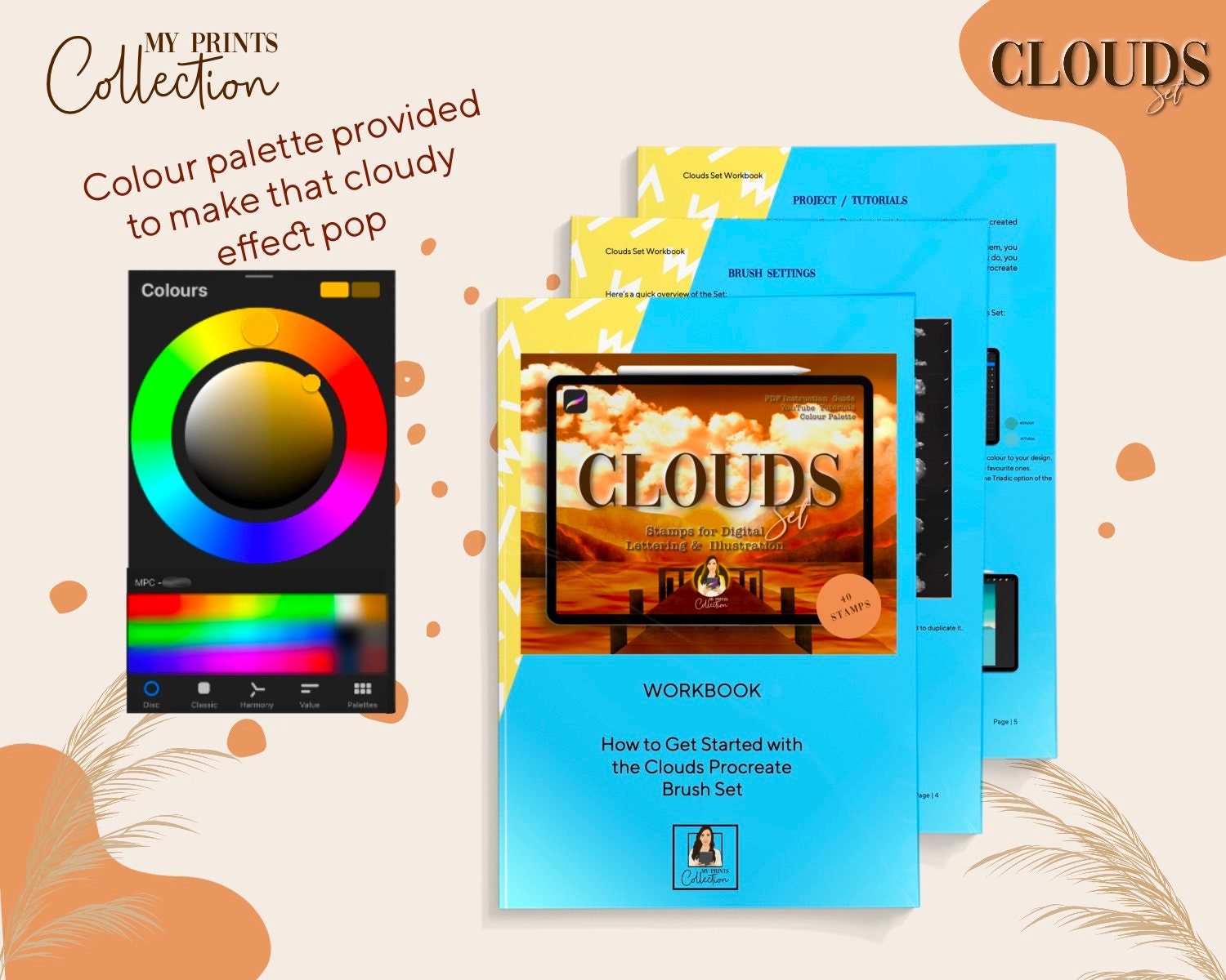 Clouds Procreate Set 40 Stamps Lettering Illustration | Etsy