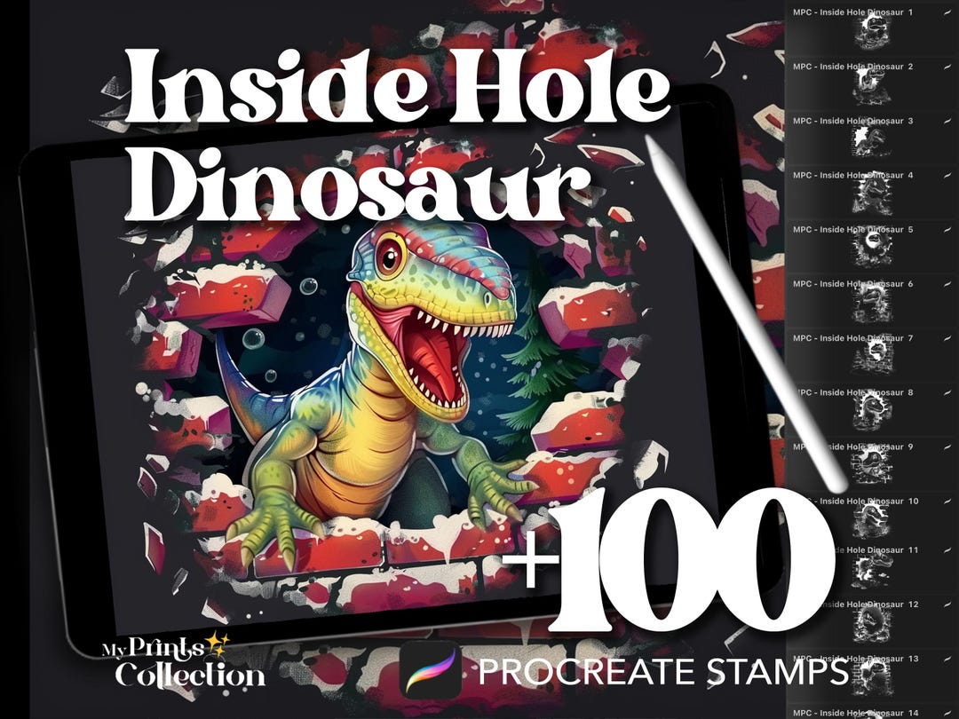 100+ Procreate Inside Hole Dinosaur Stamps, Magic Snow Christmas Xmas ...