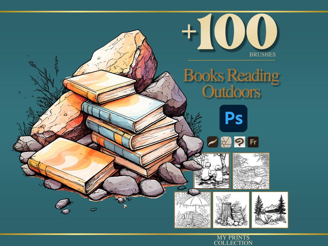 Books Reading Outdoor Photoshop Brushes & Procreate Stamps – 100 ...