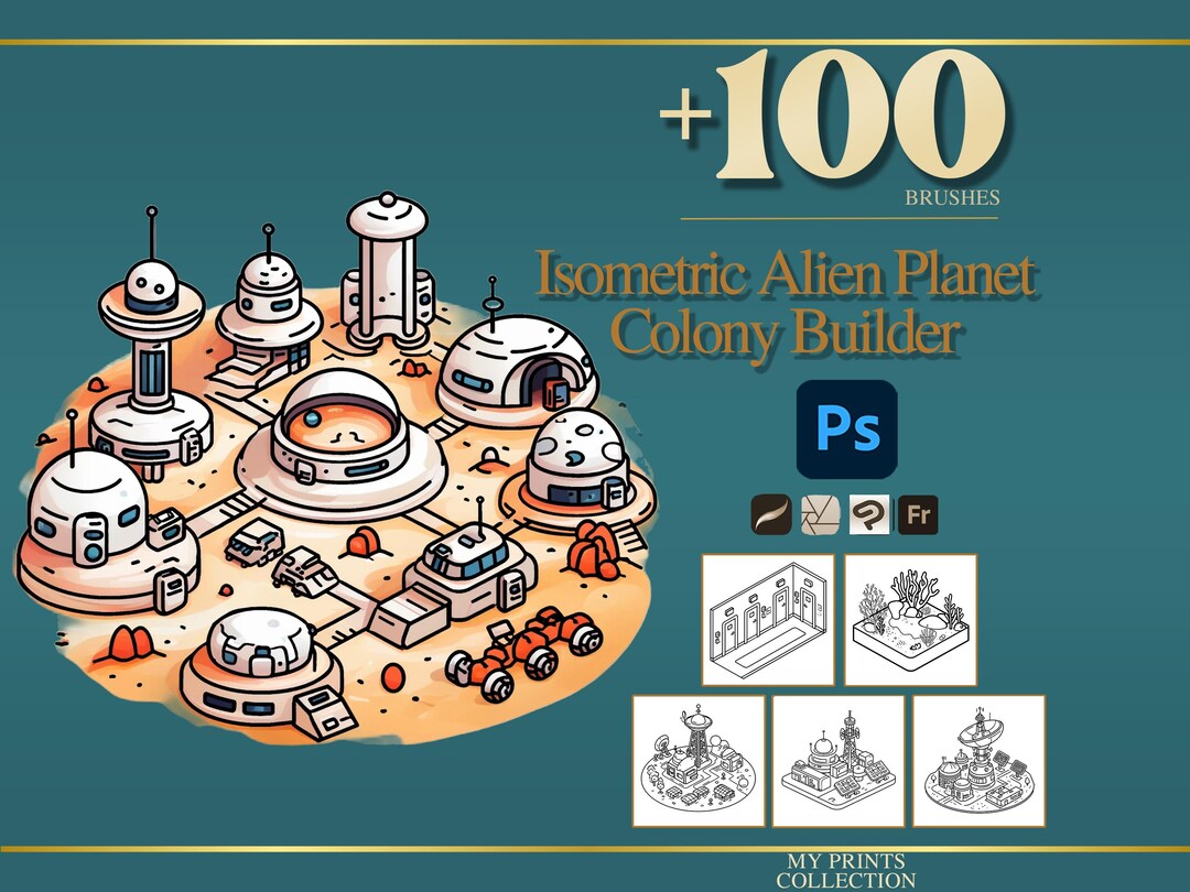 Isometric Alien Planet Colony Builder Photoshop Brushes & Procreate ...