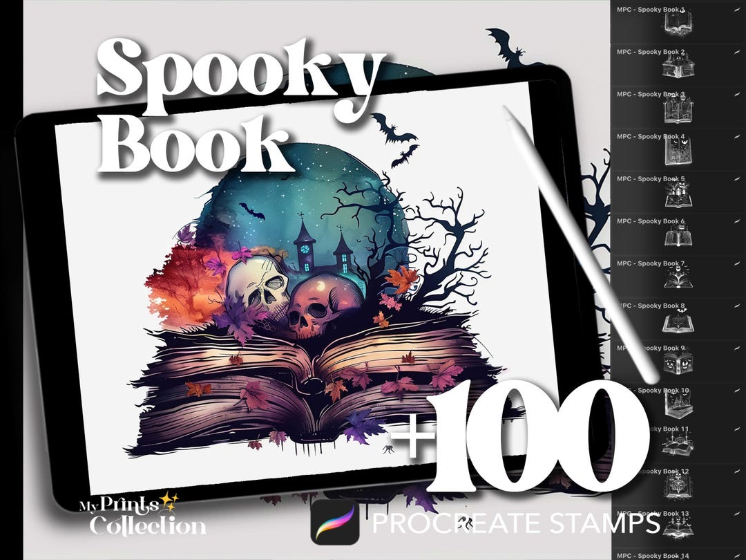 100+ Spooky Book Procreate Stamps: Halloween Horror (digital Download ...