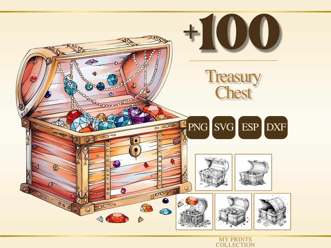 Treasury Chest PNG Bundle – 100+ Cricut & Silhouette Files, SVG, DXF ...
