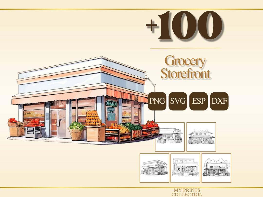 Grocery Storefront PNG Bundle – 100+ Cricut & Silhouette Files, SVG ...