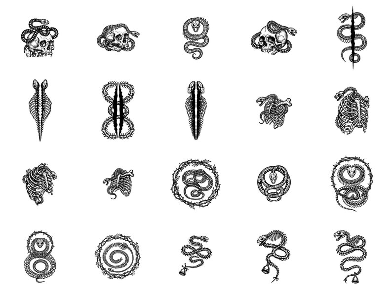 Snake and Bone Gothic Macabre PNG Bundle – 100+ Halloween Horror Dark ...