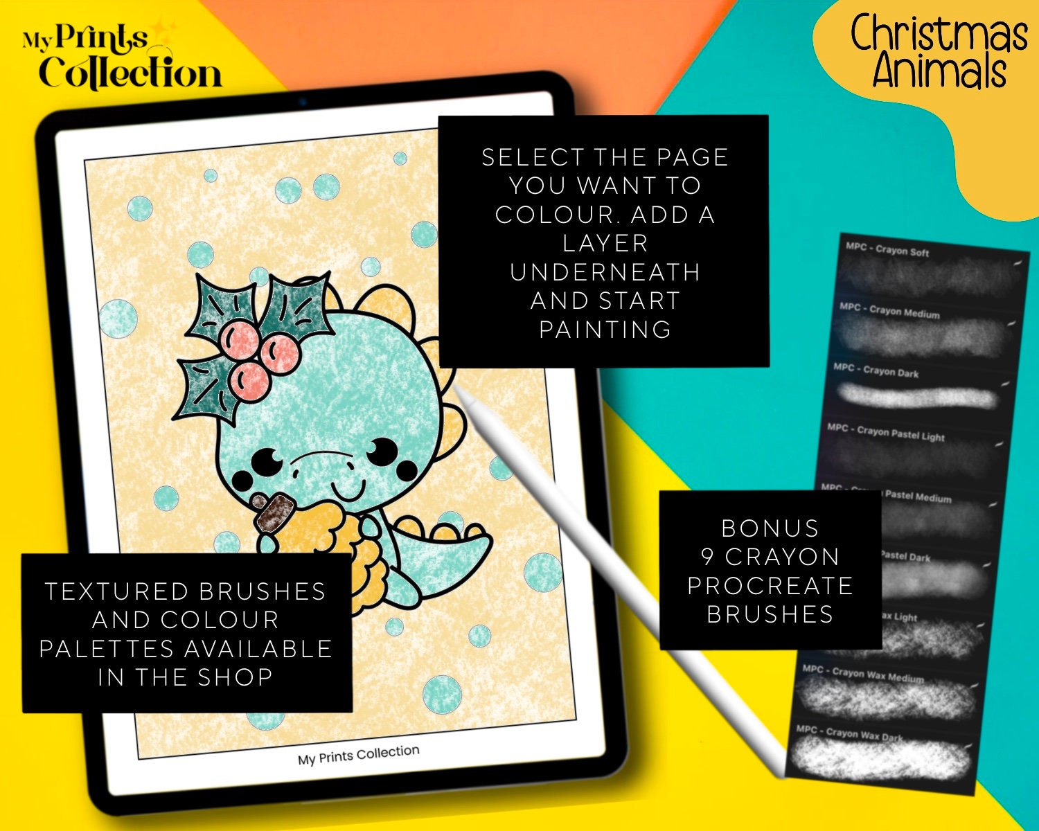 50 Christmas Animals Coloring Pages Book for Kids Toddler - Etsy