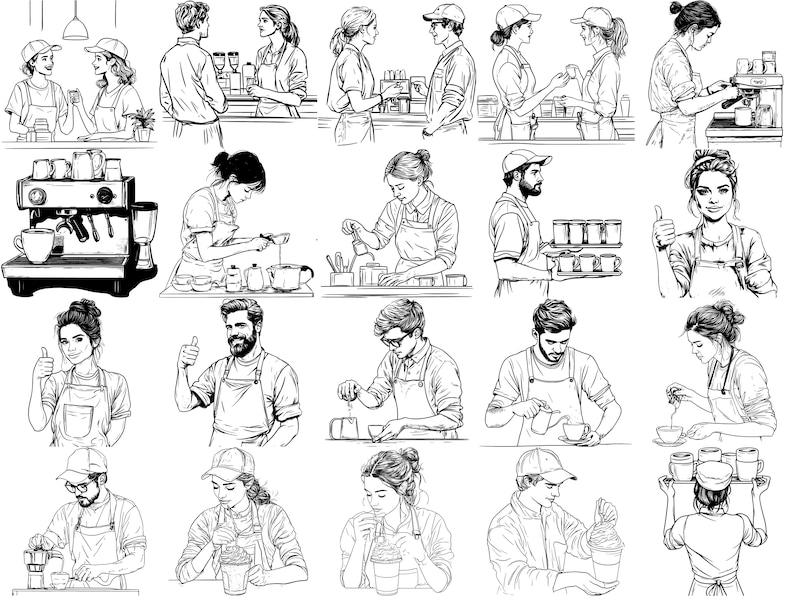 Barista in Action Photoshop Brushes & Procreate Stamps – 100+ Food ...