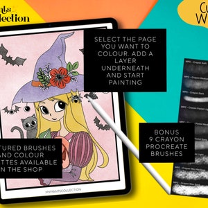 40 Cute Creepy Witch Halloween Coloring Pages Printable PDF + Procreate ...
