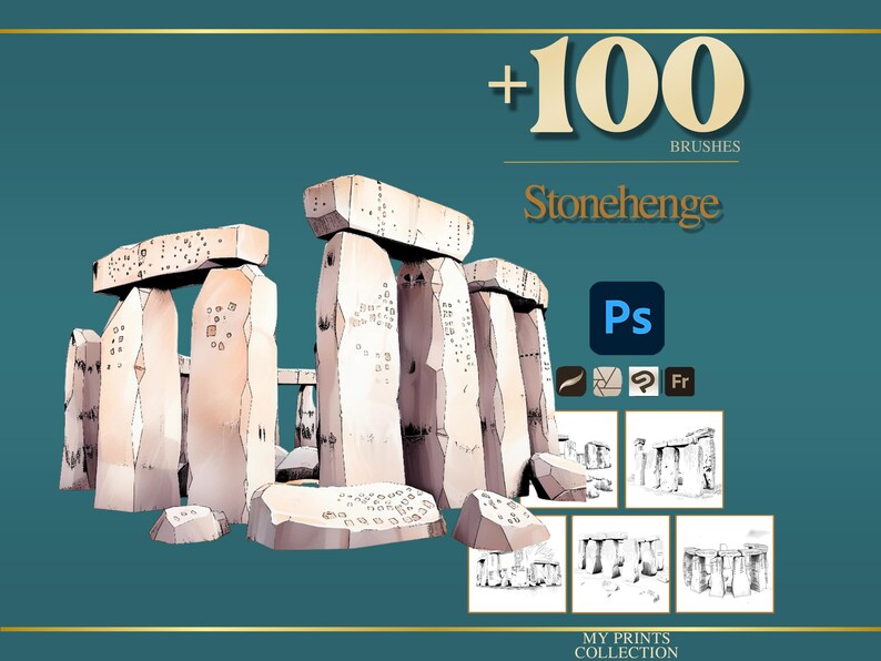 Stonehenge Photoshop Brushes & Procreate Stamps – 100+ Place House ...