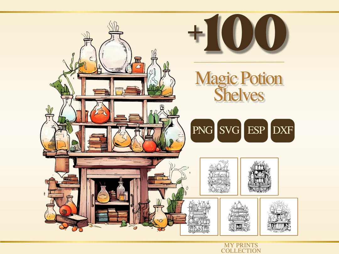 Magic Potion Shelves PNG Bundle – 100+ Cricut & Silhouette File, SVG ...