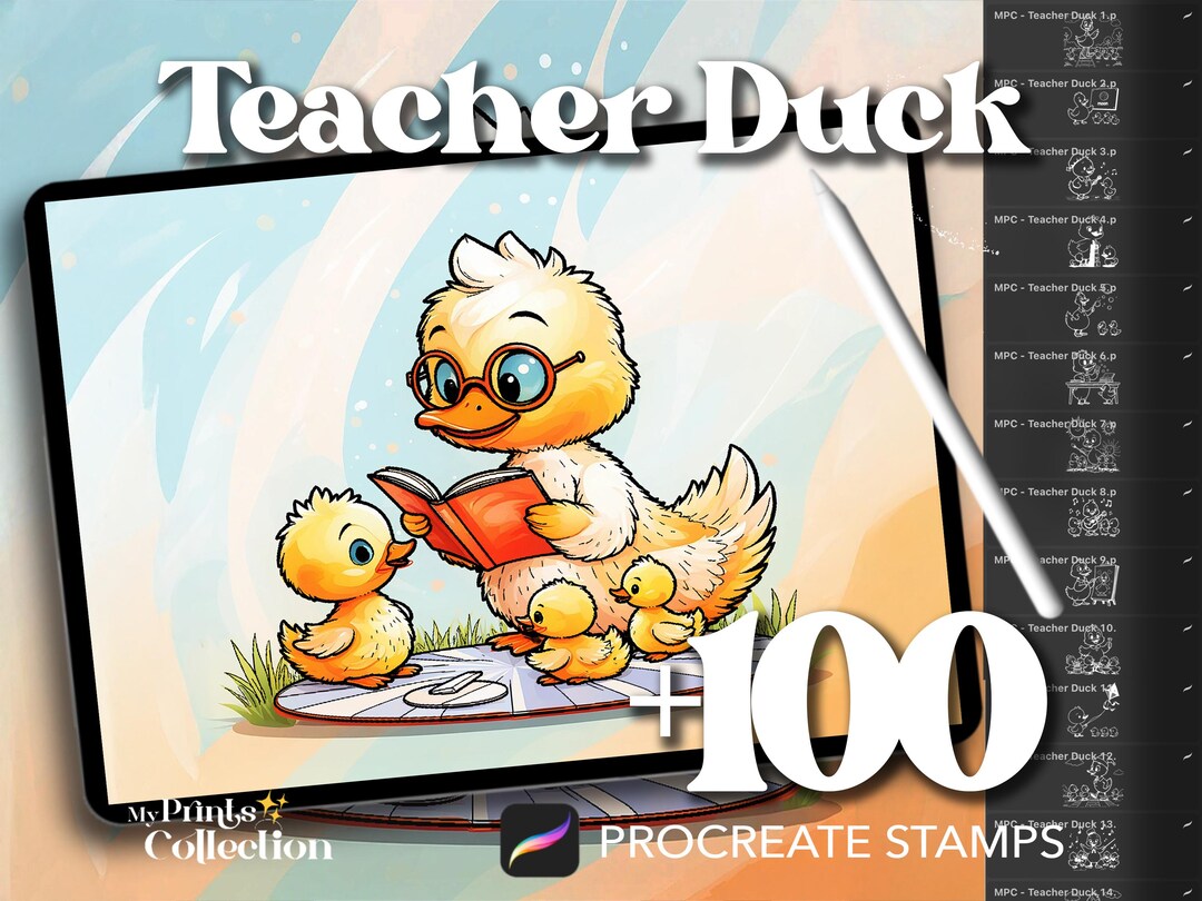100+ Duck Teacher’s Day Procreate Stamp Set Cute School Classroom Books ...
