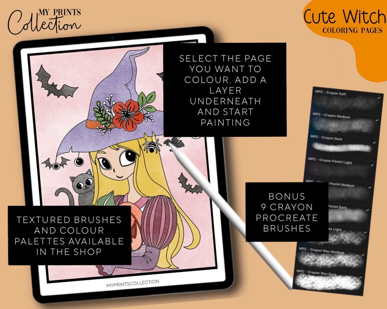 40 Cute Creepy Witch Halloween Coloring Sheet Pages Book PDF - Etsy