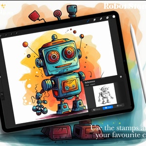 100+ Procreate Robot Stamps, Fantasy Creatures DND Magical Whimsical ...