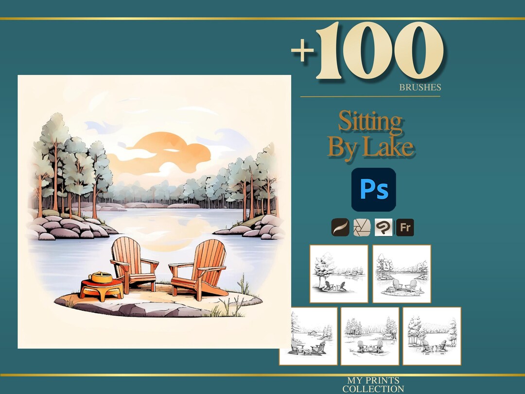 Sitting by the Lake Photoshop Brushes & Procreate Stamps – 100+ Place ...